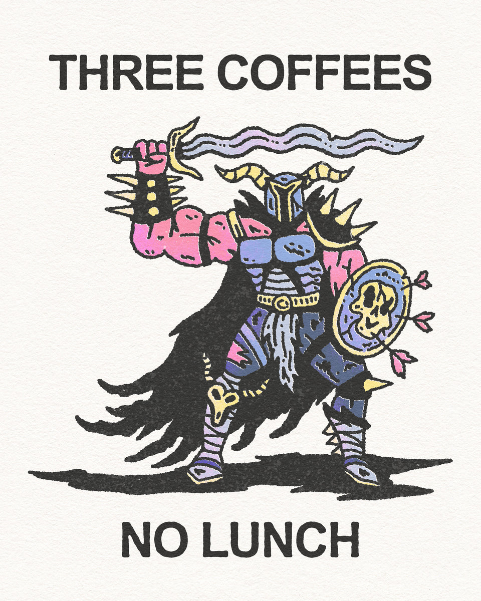 Three Coffees No Lunch Print – Wizard of Barge